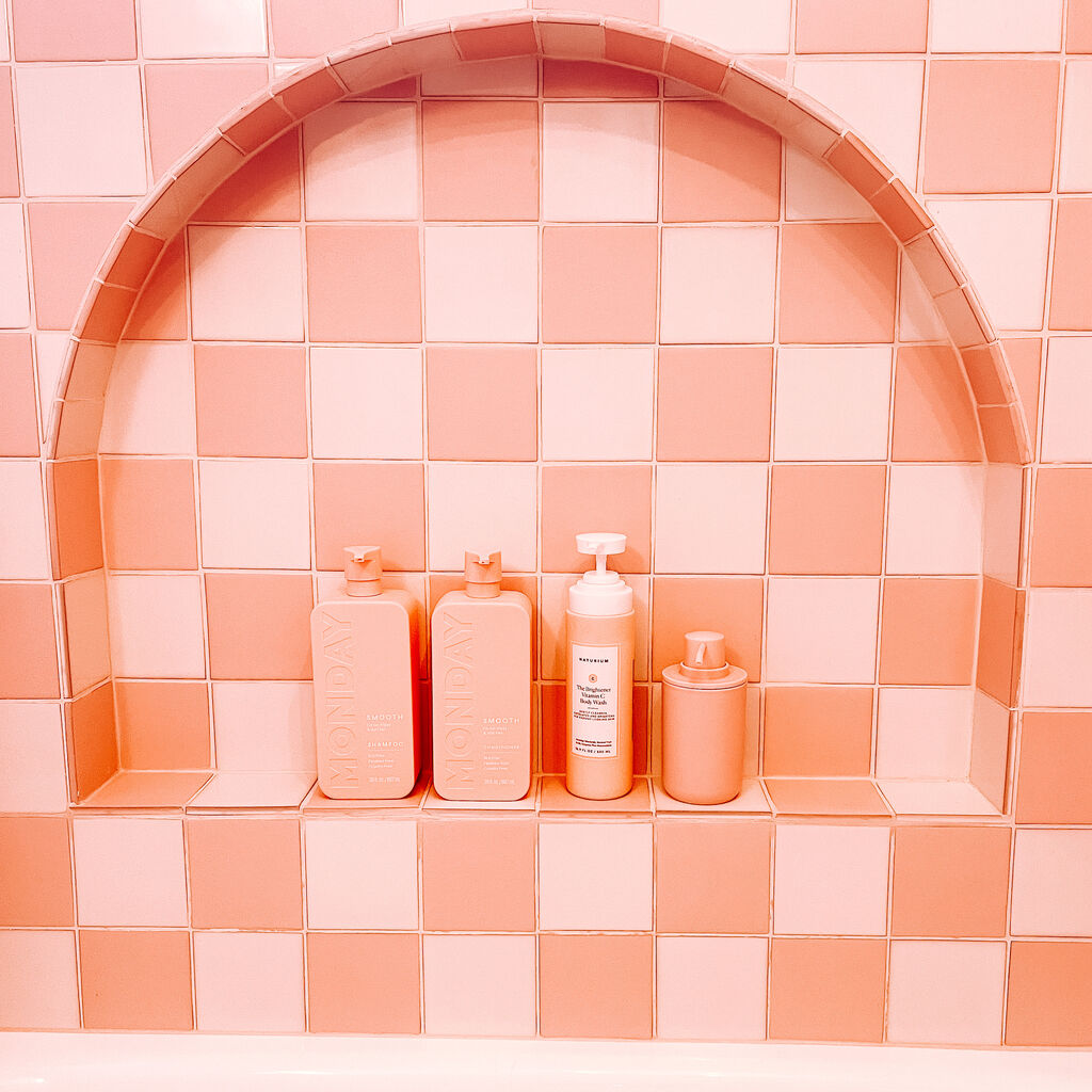 Dazey Den: Vintage-Inspired Pink Checkerboard Bathroom | Fireclay Tile