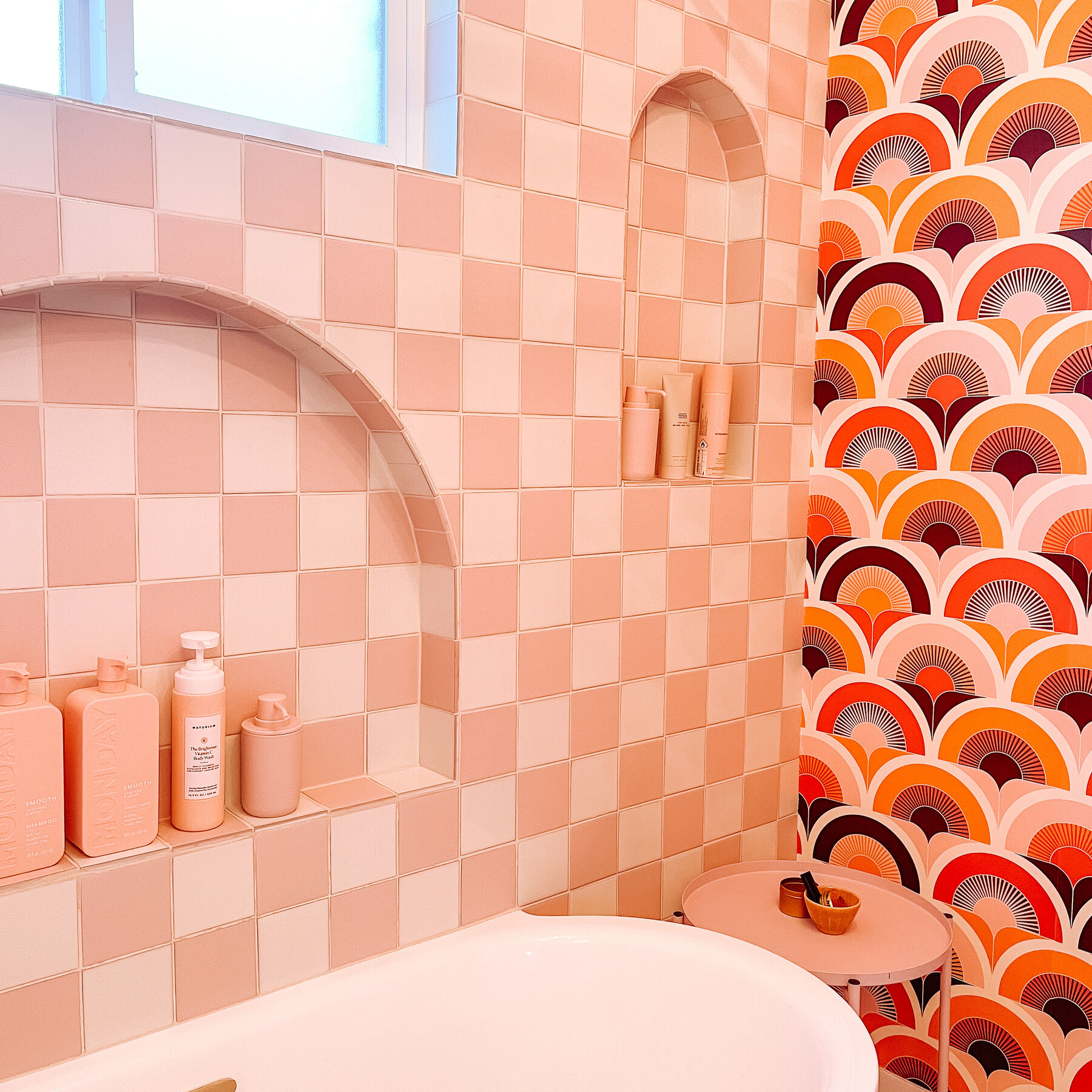 Dazey Den: Vintage-Inspired Pink Checkerboard Bathroom | Fireclay Tile