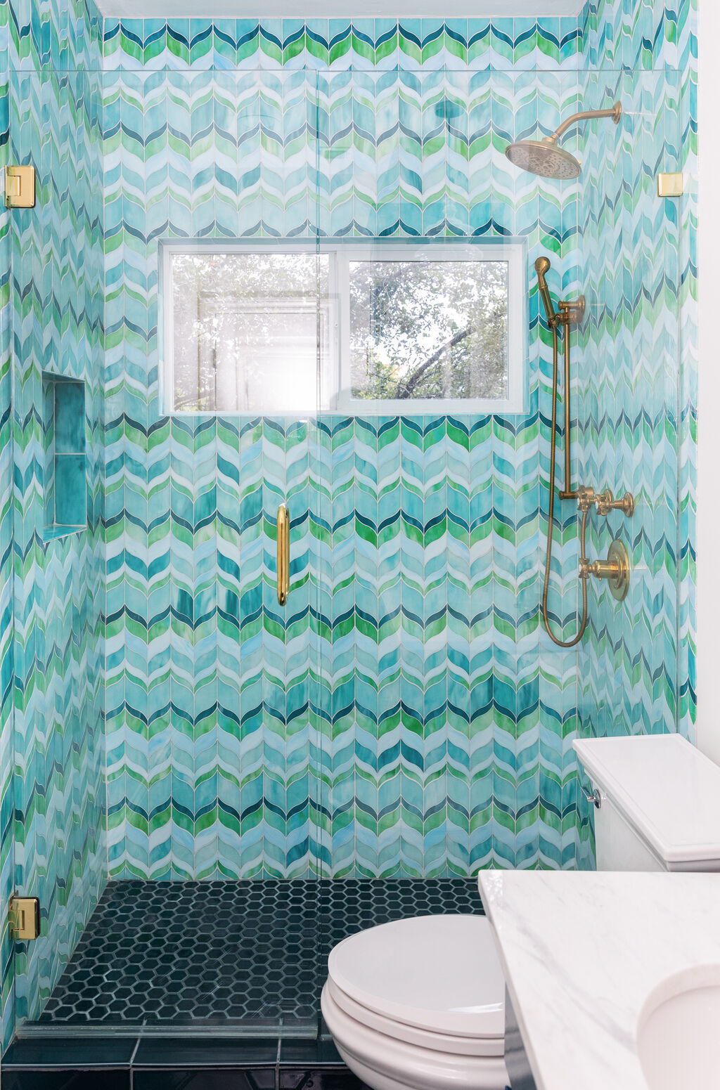 Caspian Sea Hexagon Bathroom Floor | Fireclay Tile