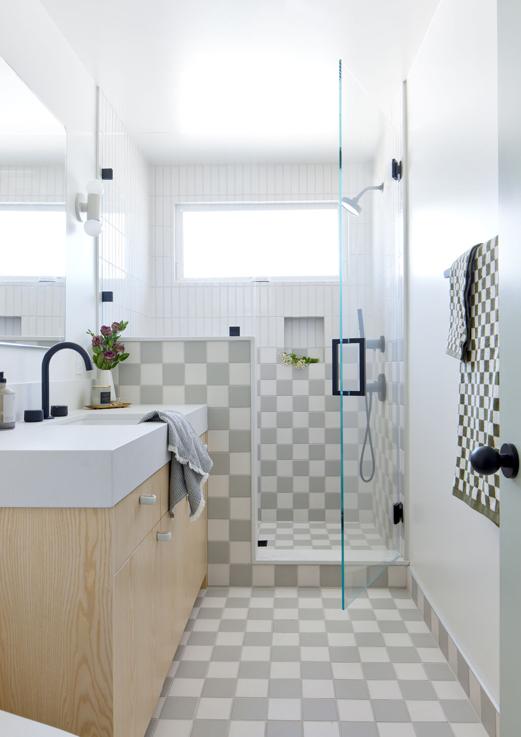 Grey & White Checkerboard Bathroom | Fireclay Tile