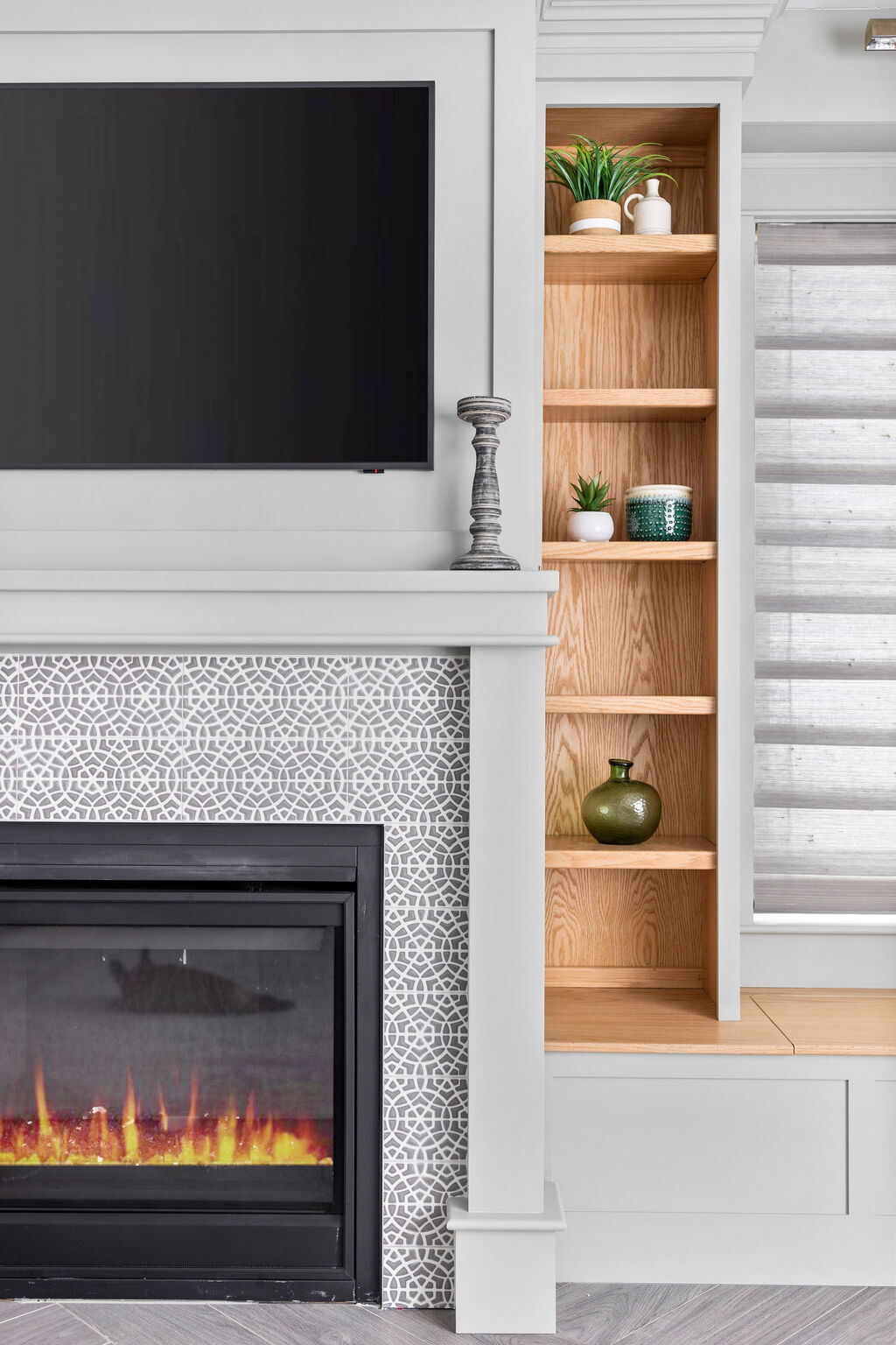 Handpainted Kabuki Sphere Fireplace | Fireclay Tile