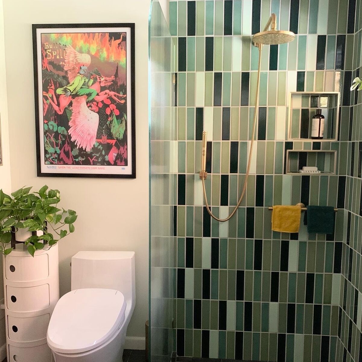 2x8 Green Blend Wet Room Bathroom | Fireclay Tile