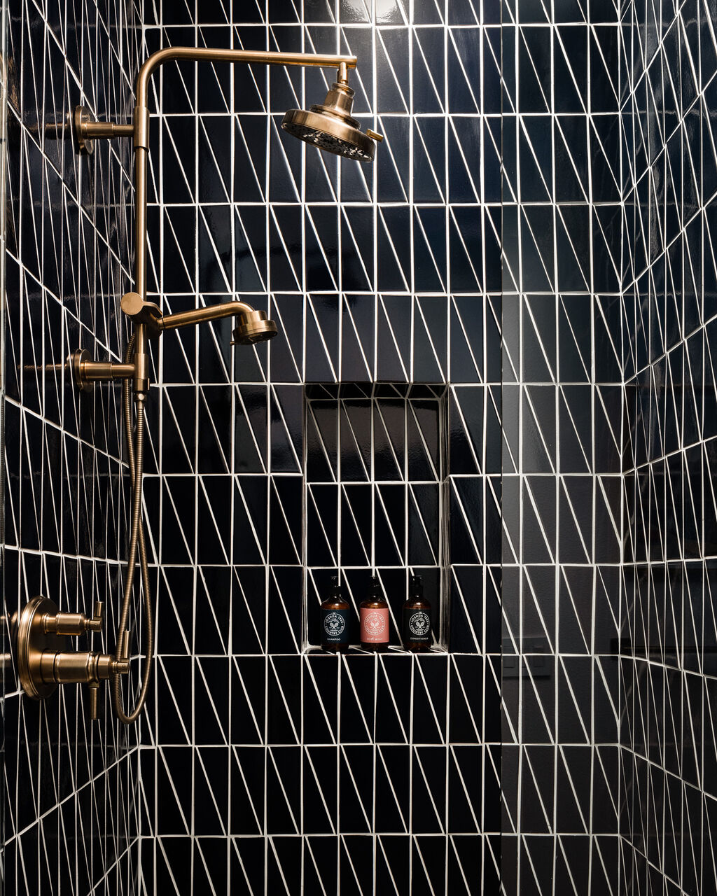 Foxden Hospitality: Pool Suite Scalene Bathroom | Fireclay Tile