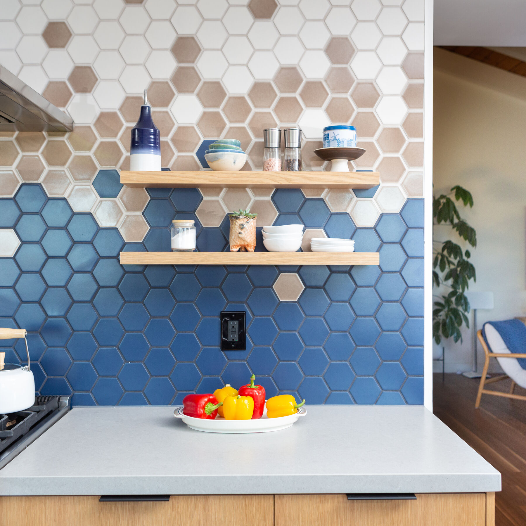 Destination Eichler: Hexagon Blend Kitchen Backsplash | Fireclay Tile