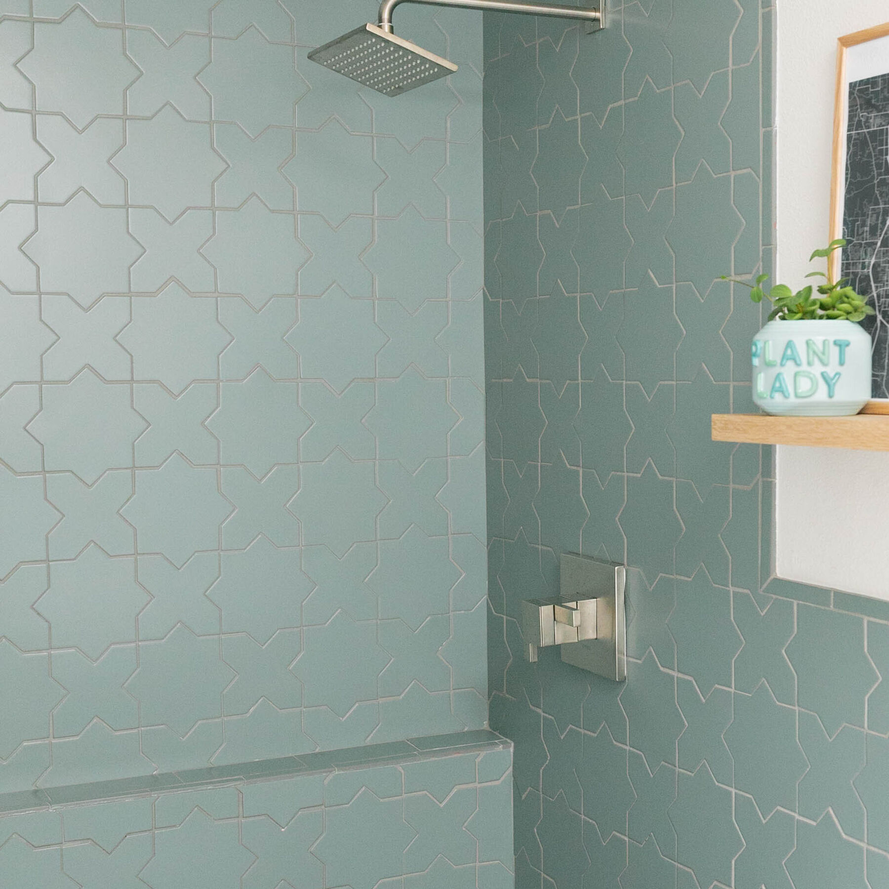 Jo Johnson Overby: Flagstone Star & Cross Shower | Fireclay Tile