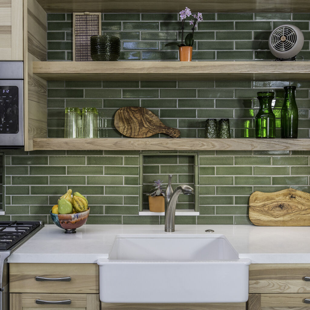 Pop of Green Kitchen and Bath | Fireclay Tile