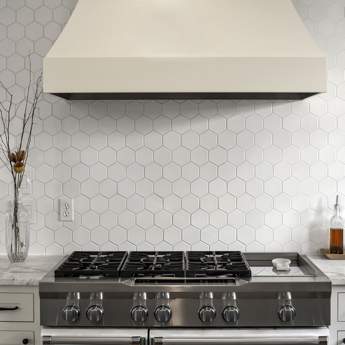 White Hexagon Kitchen Backsplash | Fireclay Tile