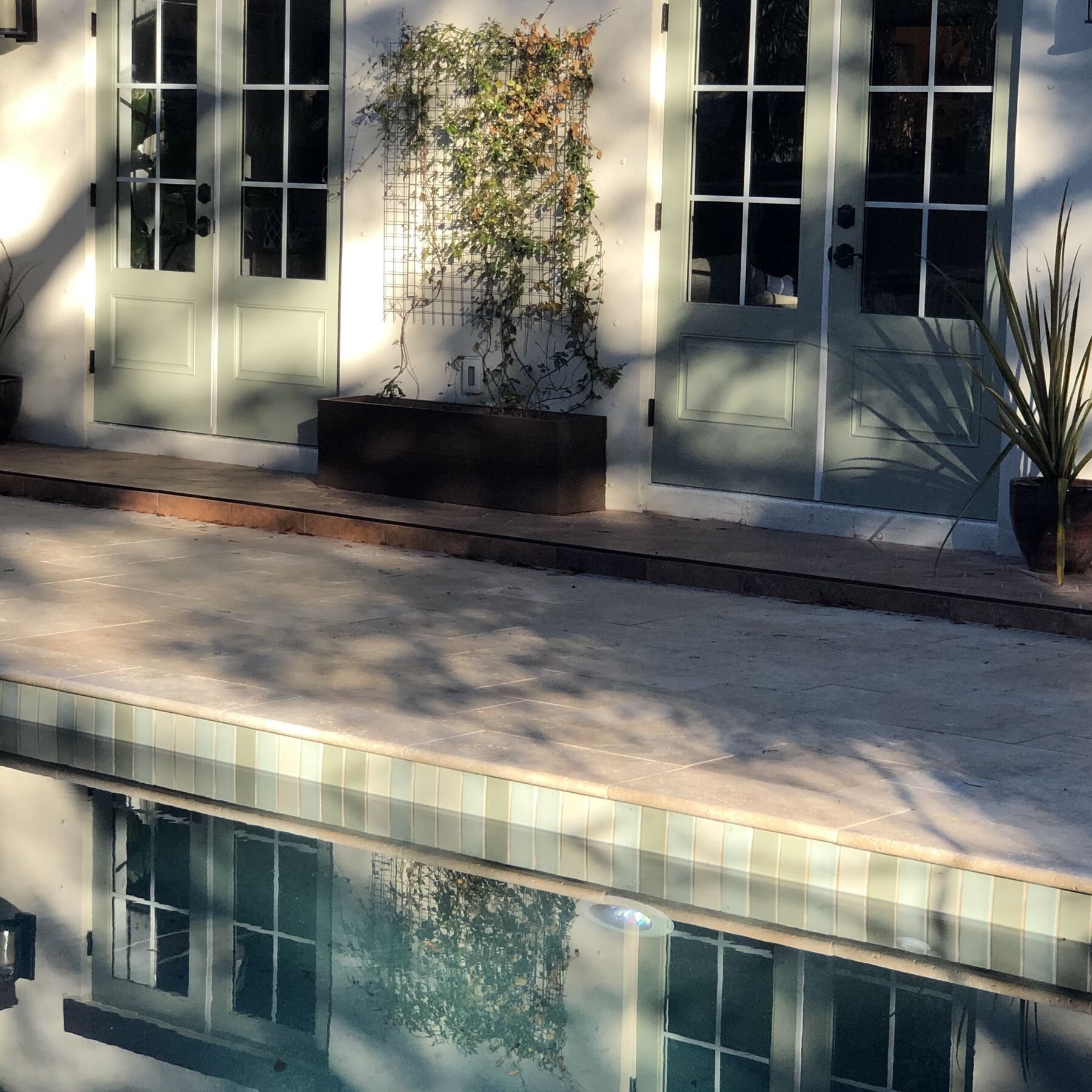 Handmade Pool Tile Waterline in Greens | Fireclay Tile