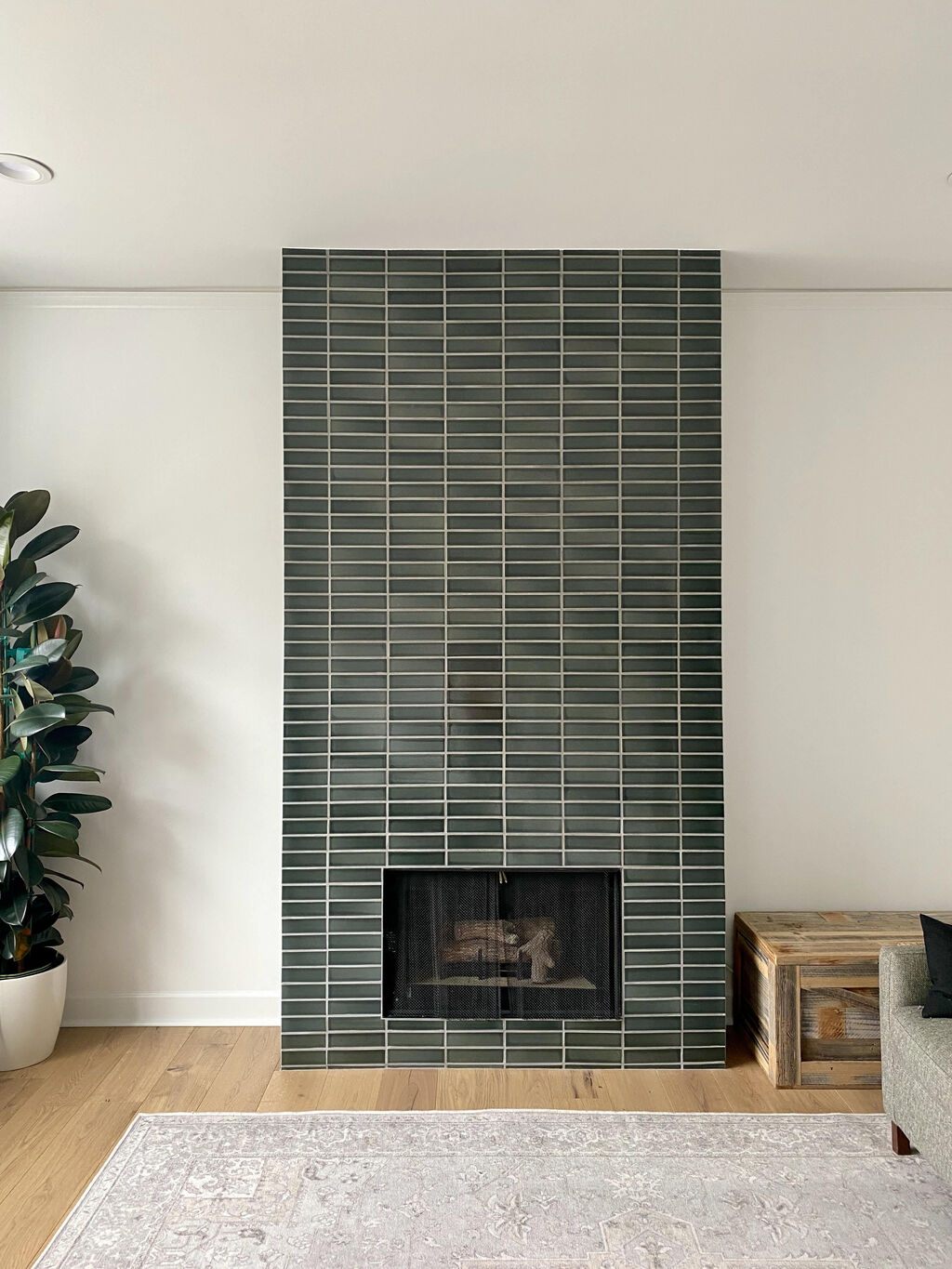 Dark Green Handmade Fireplace Tiles | Fireclay Tile