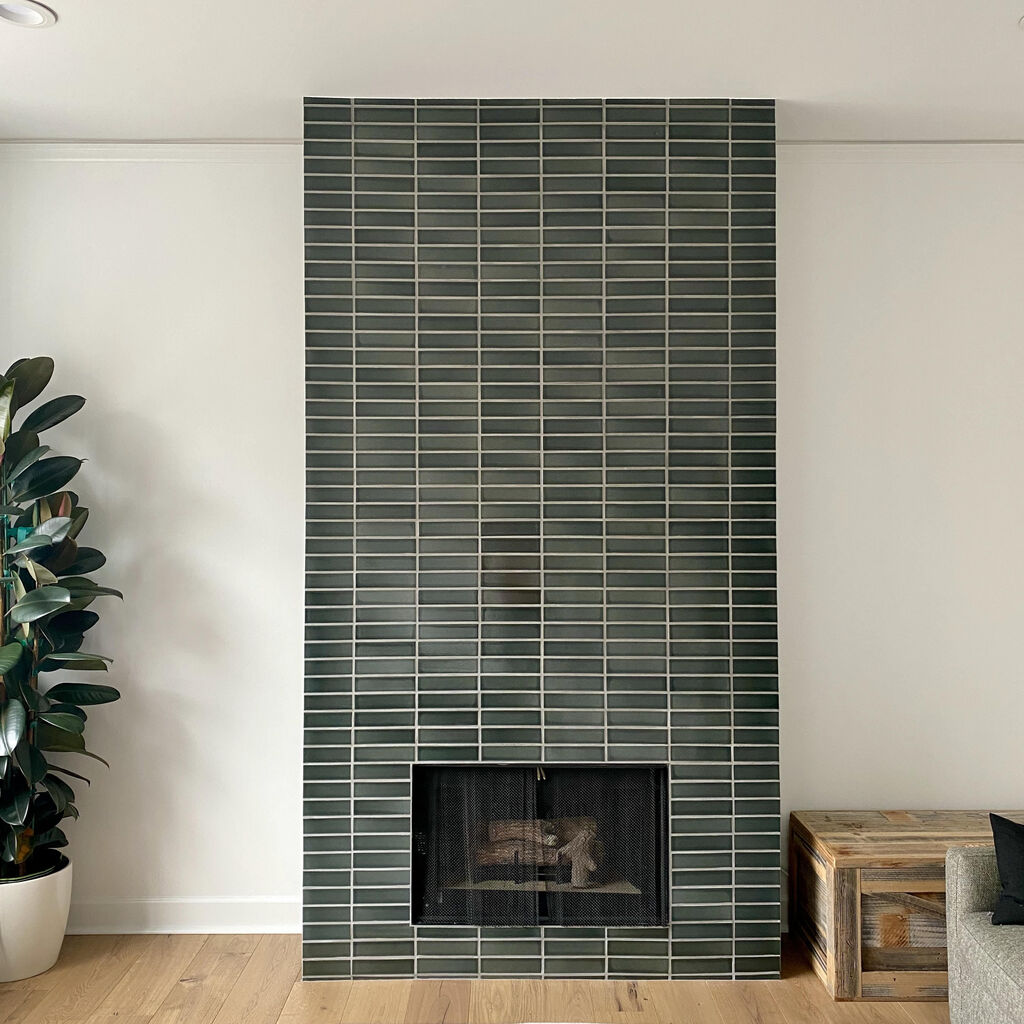 Dark Green Handmade Fireplace Tiles | Fireclay Tile