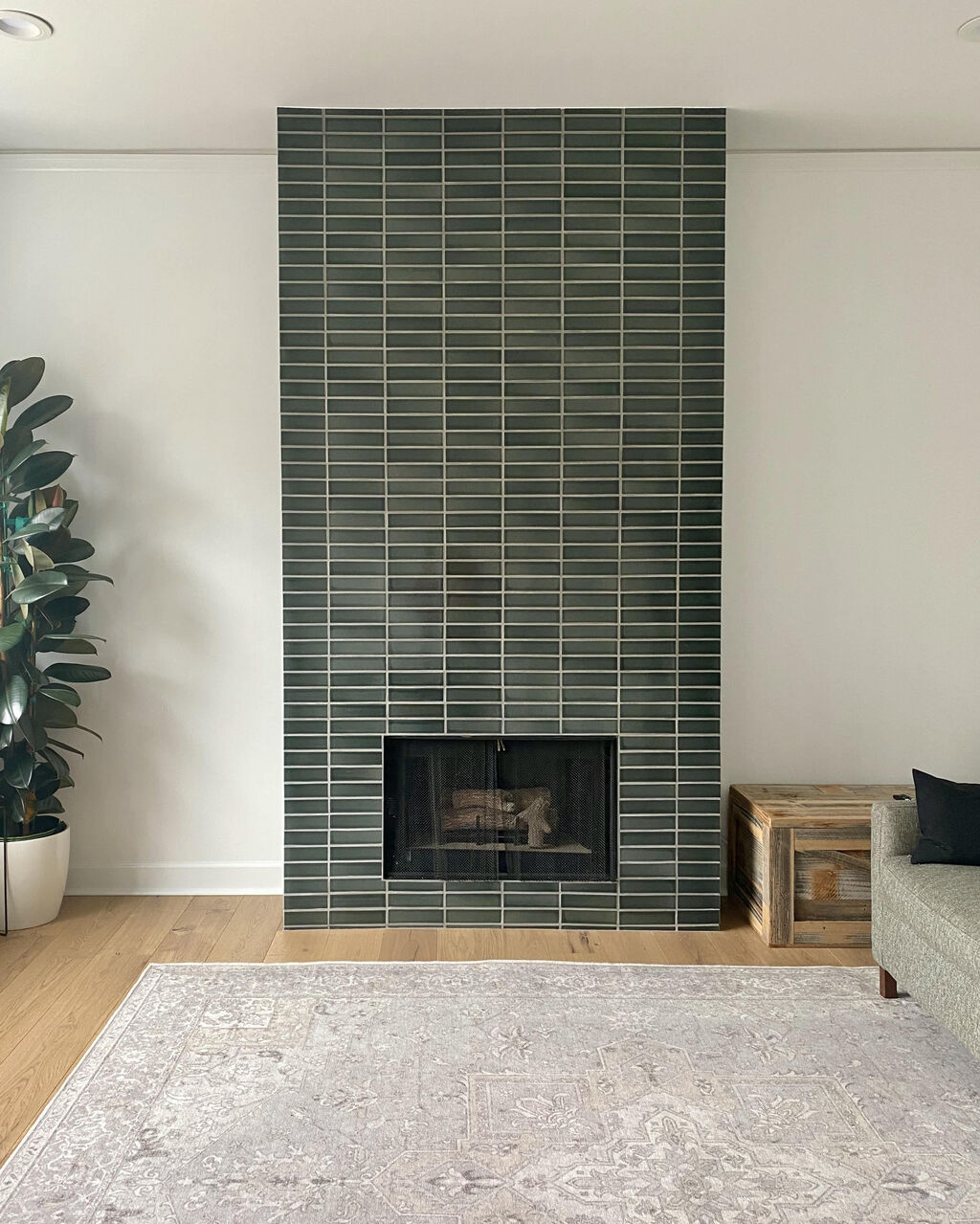 Dark Green Handmade Fireplace Tiles | Fireclay Tile