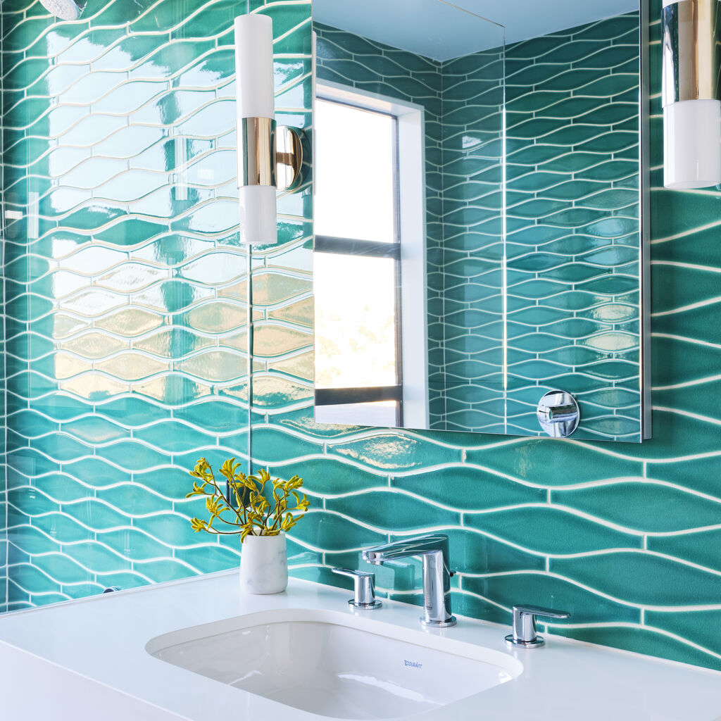 Green Wave Tile Bathroom in Bora Bora | Fireclay Tile