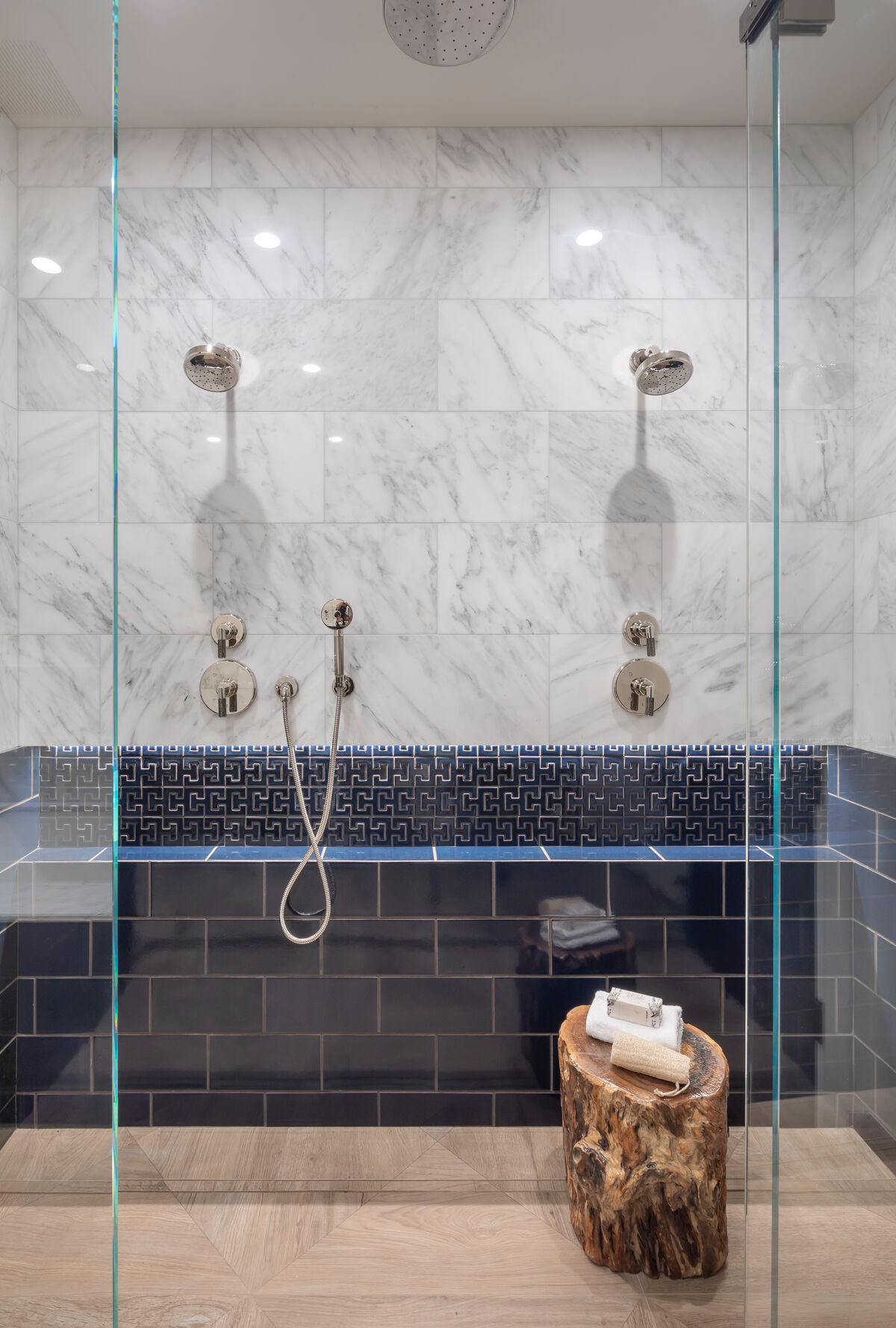 Noz Design: Navy Blue Accent Tile Shower | Fireclay Tile