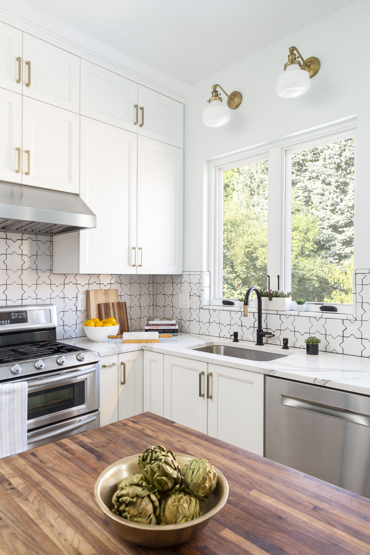 Starry White Patterned Kitchen Tiles | Fireclay Tile