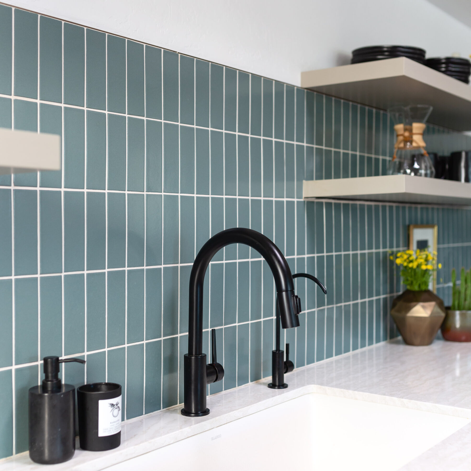 Contemporary Green-Blue Kitchen Tiles | Fireclay Tile