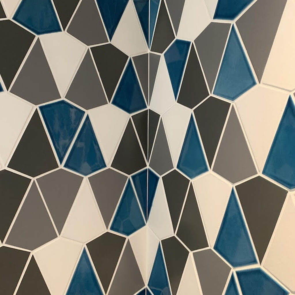 Blended Blue Shower Wall Tile in Kite Pattern | Fireclay Tile