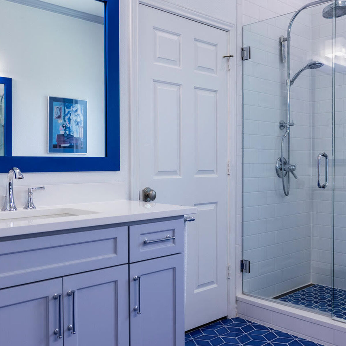 Santorini-Style Patterned Bathroom Floor Tiles | Fireclay Tile