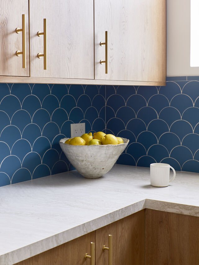 Blue Scalloped Tile for Eclectic Kitchen | Fireclay Tile