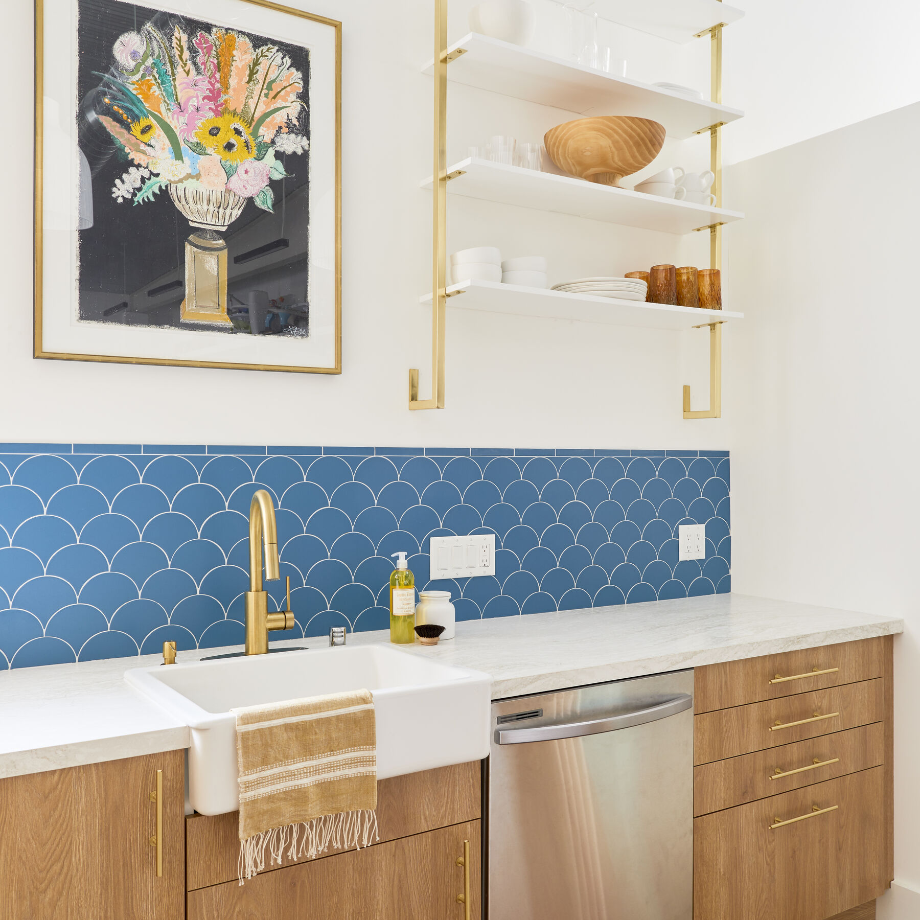 Blue Scalloped Tile for Eclectic Kitchen | Fireclay Tile