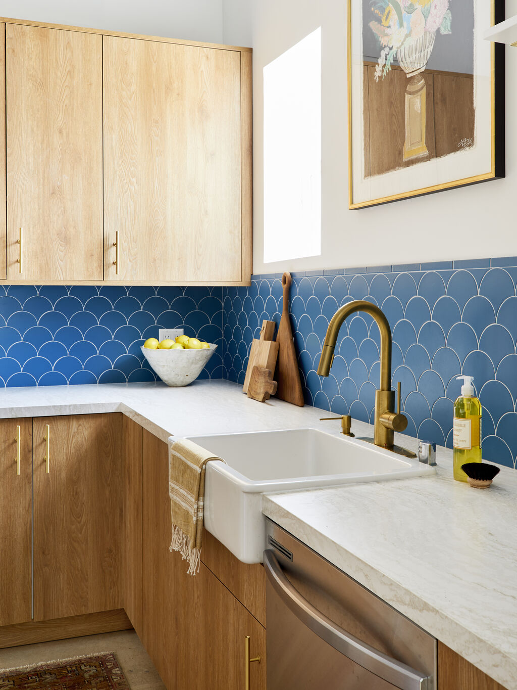 Blue Scalloped Tile for Eclectic Kitchen | Fireclay Tile