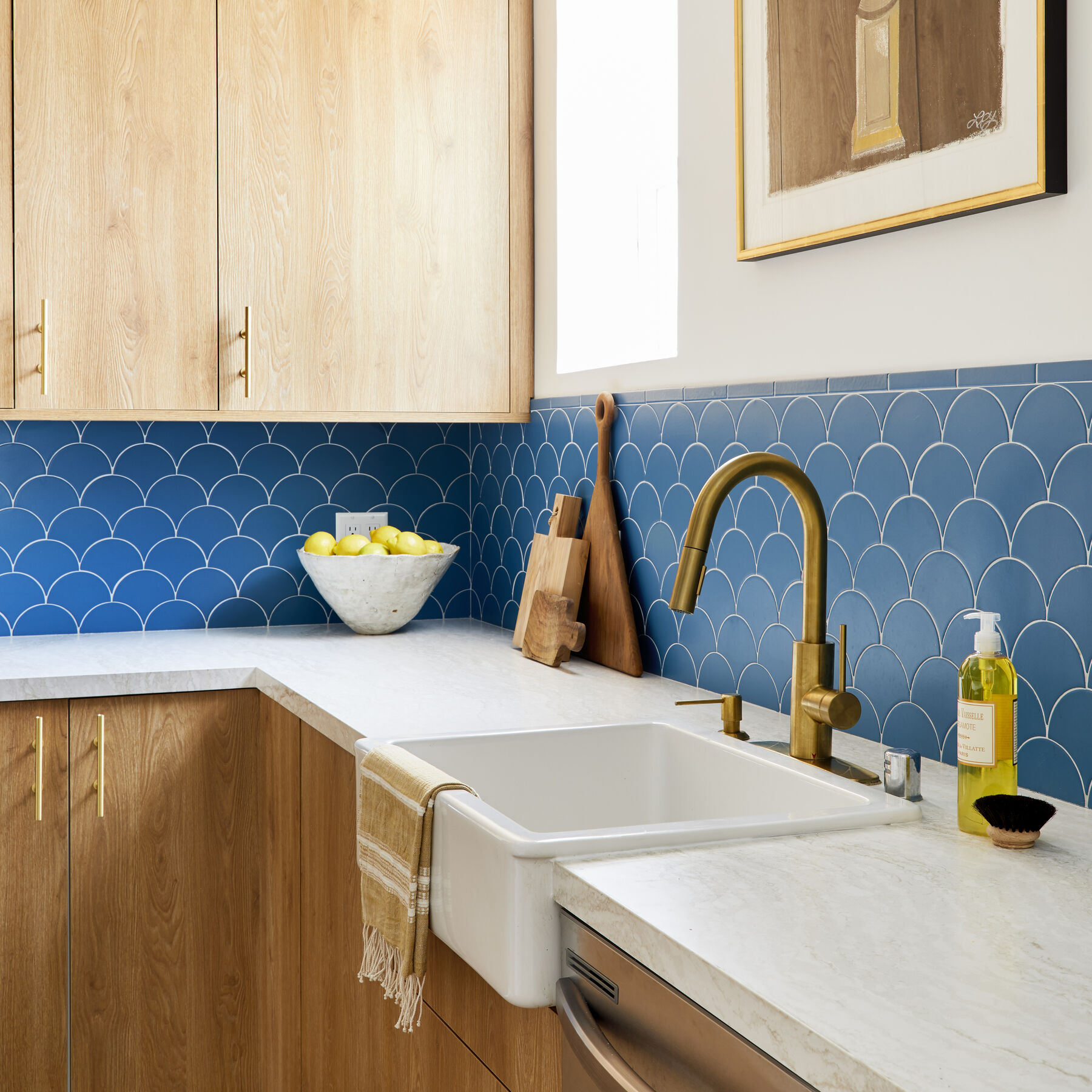 Blue Scalloped Tile for Eclectic Kitchen | Fireclay Tile