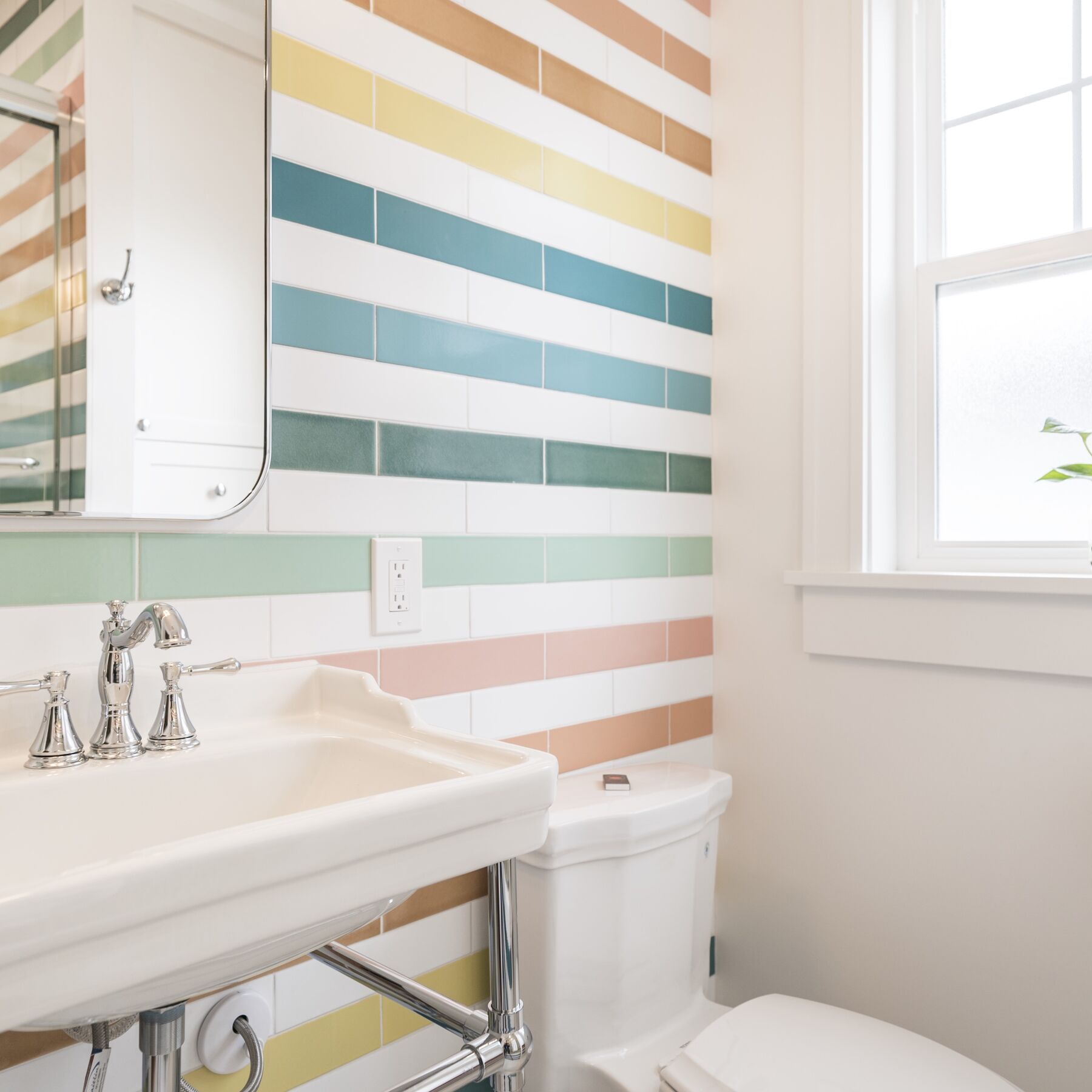 Striped Rainbow Bathroom Tile | Fireclay Tile | Fireclay Tile