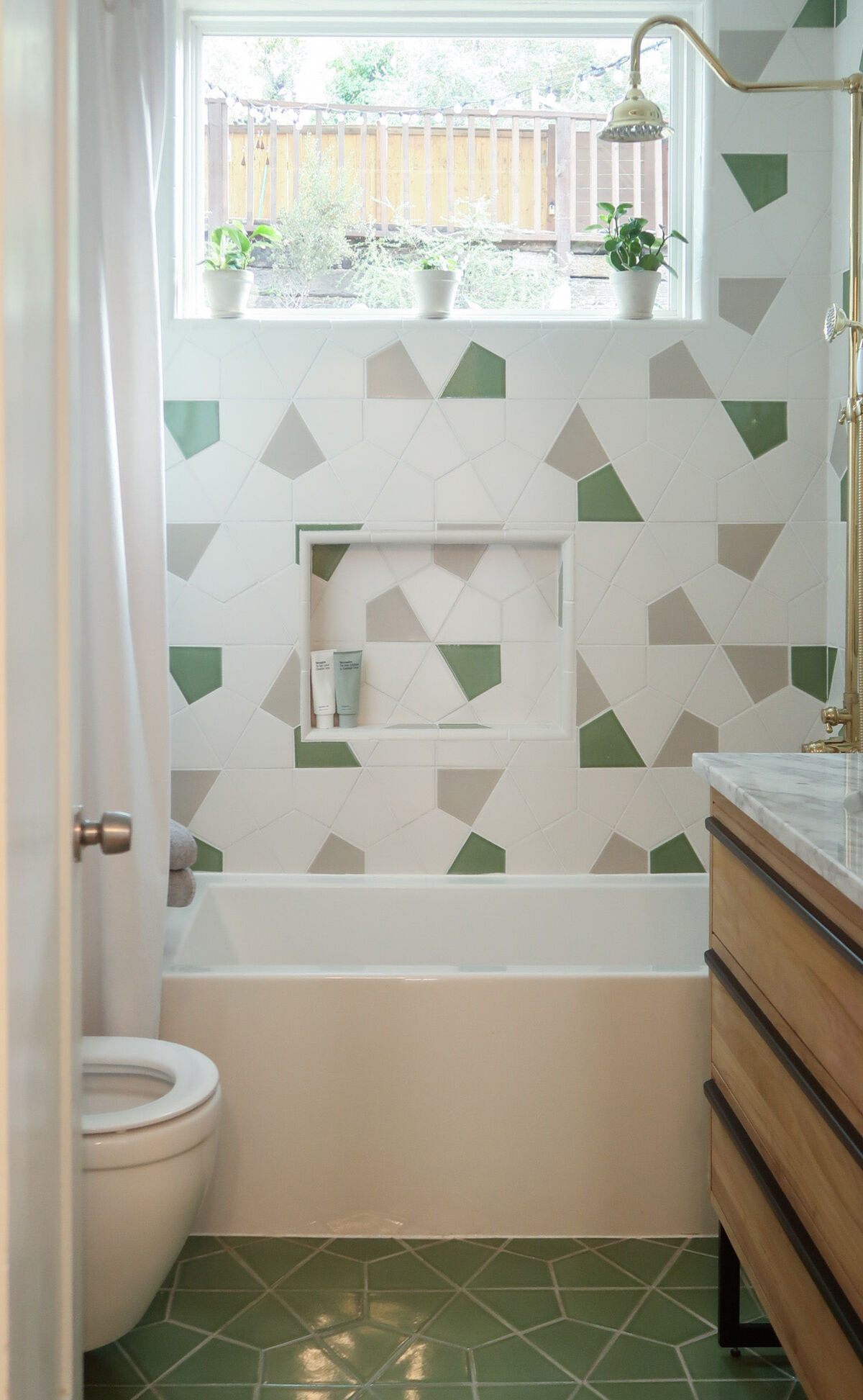 Kelp Hexite Bathroom | Fireclay Tile | Fireclay Tile