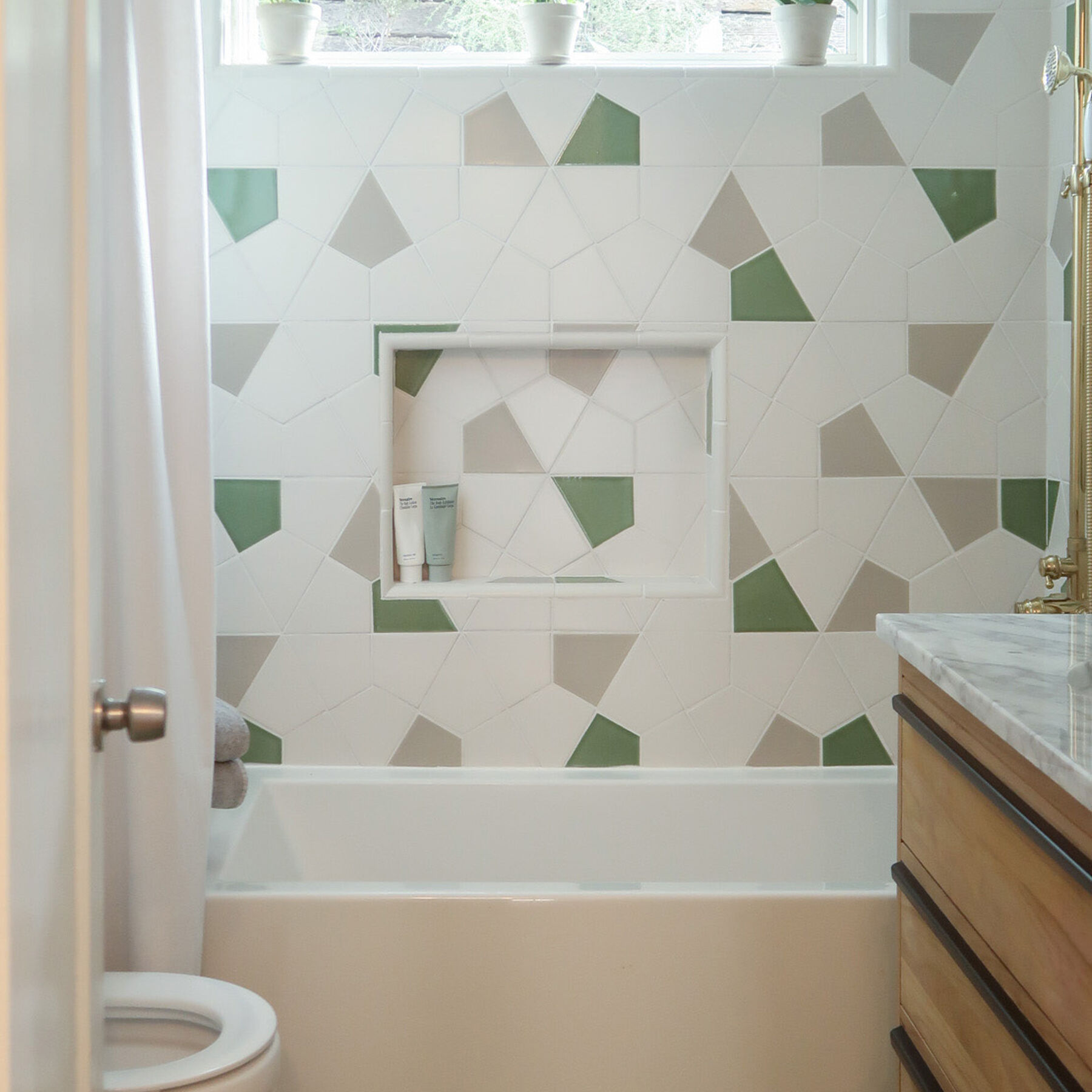 Kelp Hexite Bathroom | Fireclay Tile | Fireclay Tile