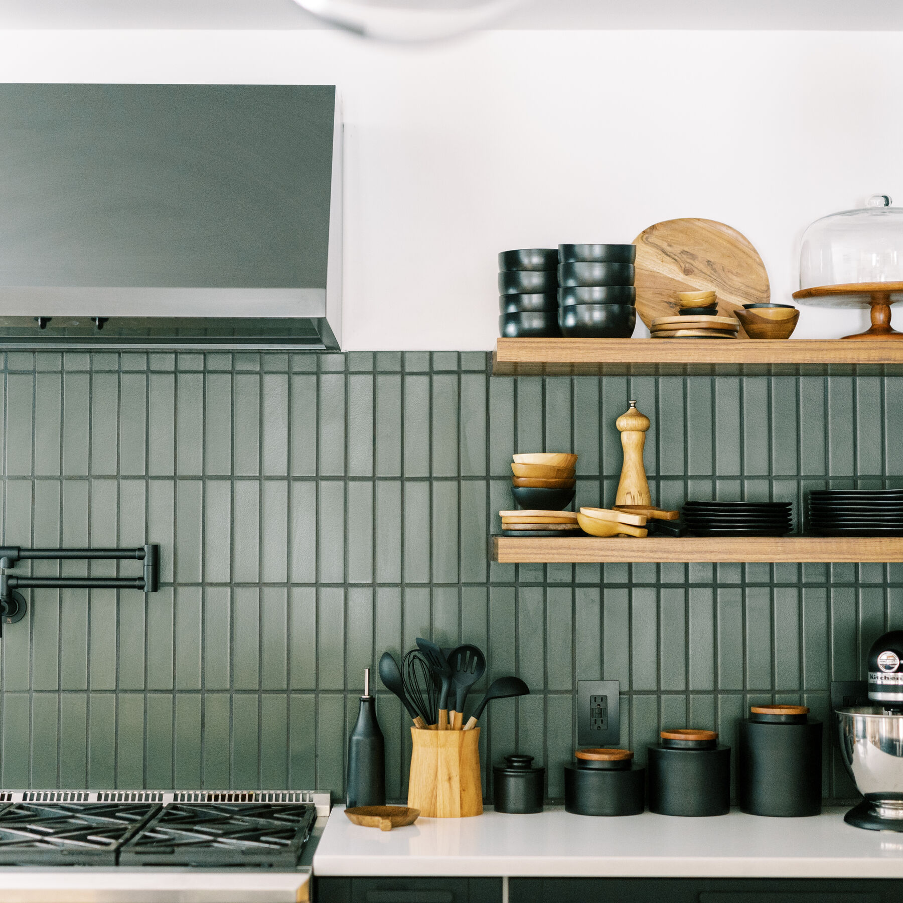 Hunter Green Contemporary Kitchen Backsplash | Fireclay Tile