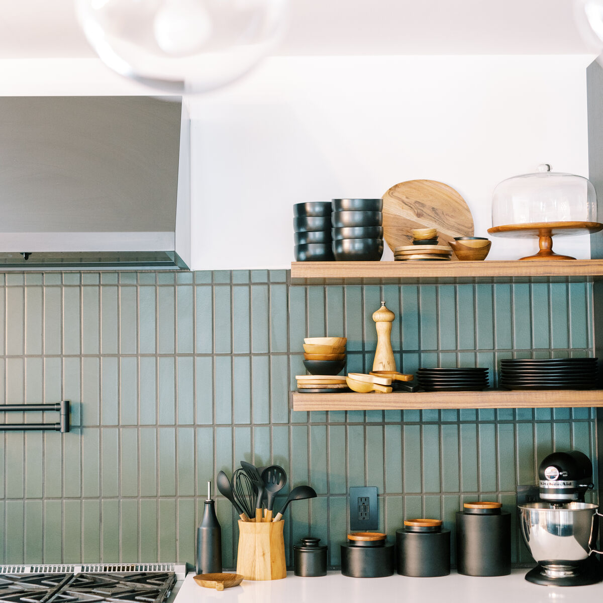 Hunter Green Contemporary Kitchen Backsplash | Fireclay Tile