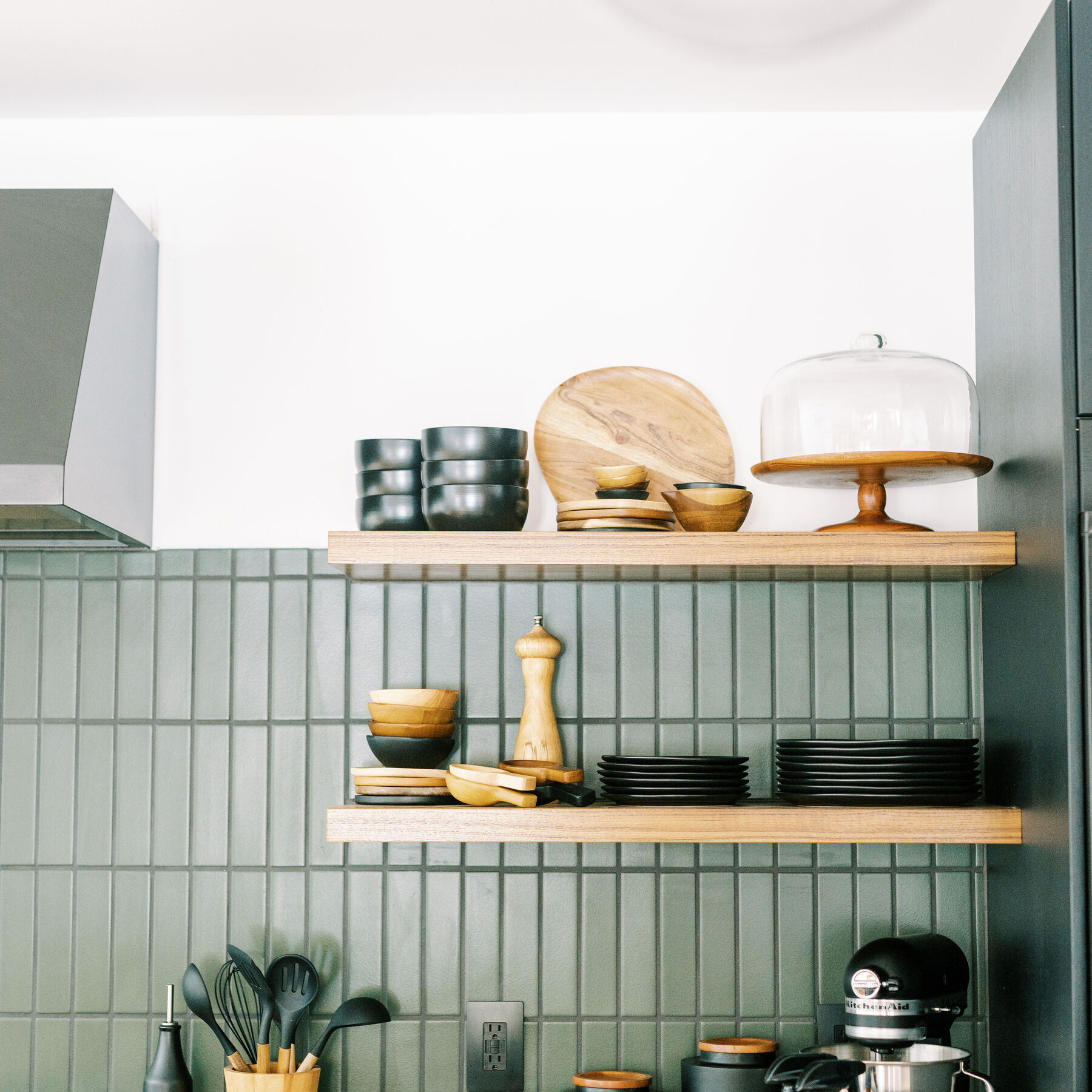 Hunter Green Contemporary Kitchen Backsplash | Fireclay Tile