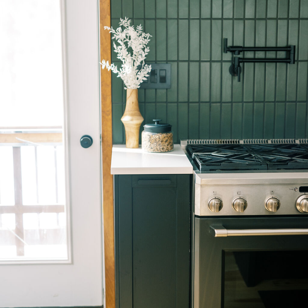 Hunter Green Contemporary Kitchen Backsplash | Fireclay Tile