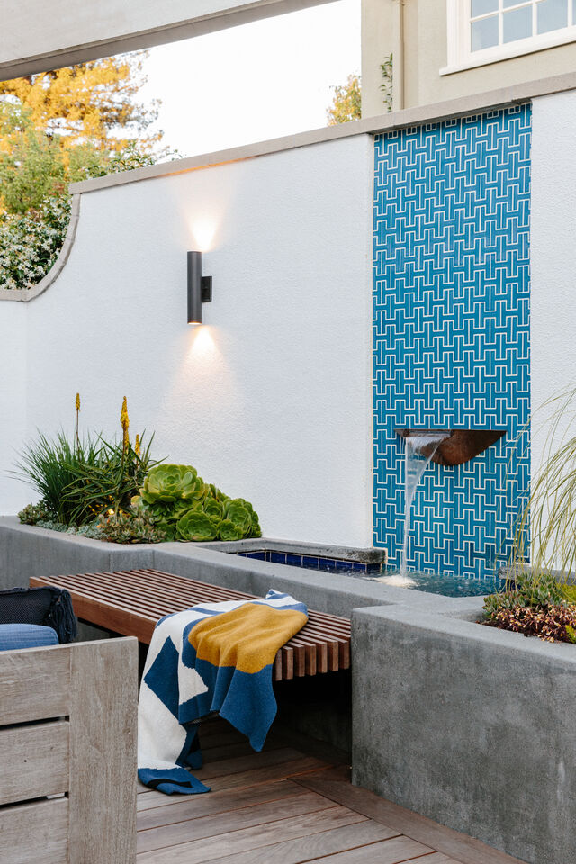 Adriatic Sea Waterfall Fountain with Azul Tiled Basin | Fireclay Tile