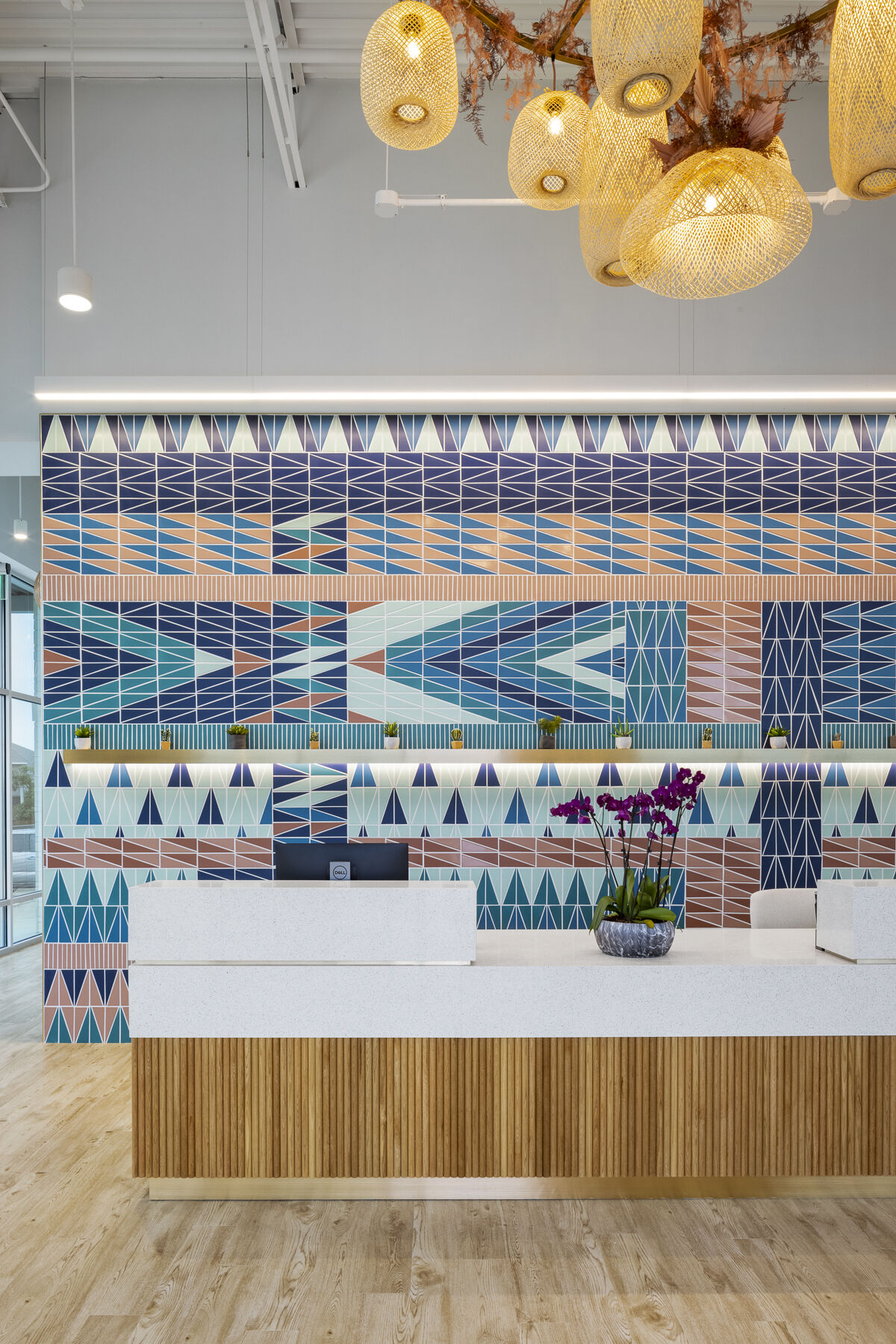 Geometric Tile Office Mural at Austin Skin | Fireclay Tile