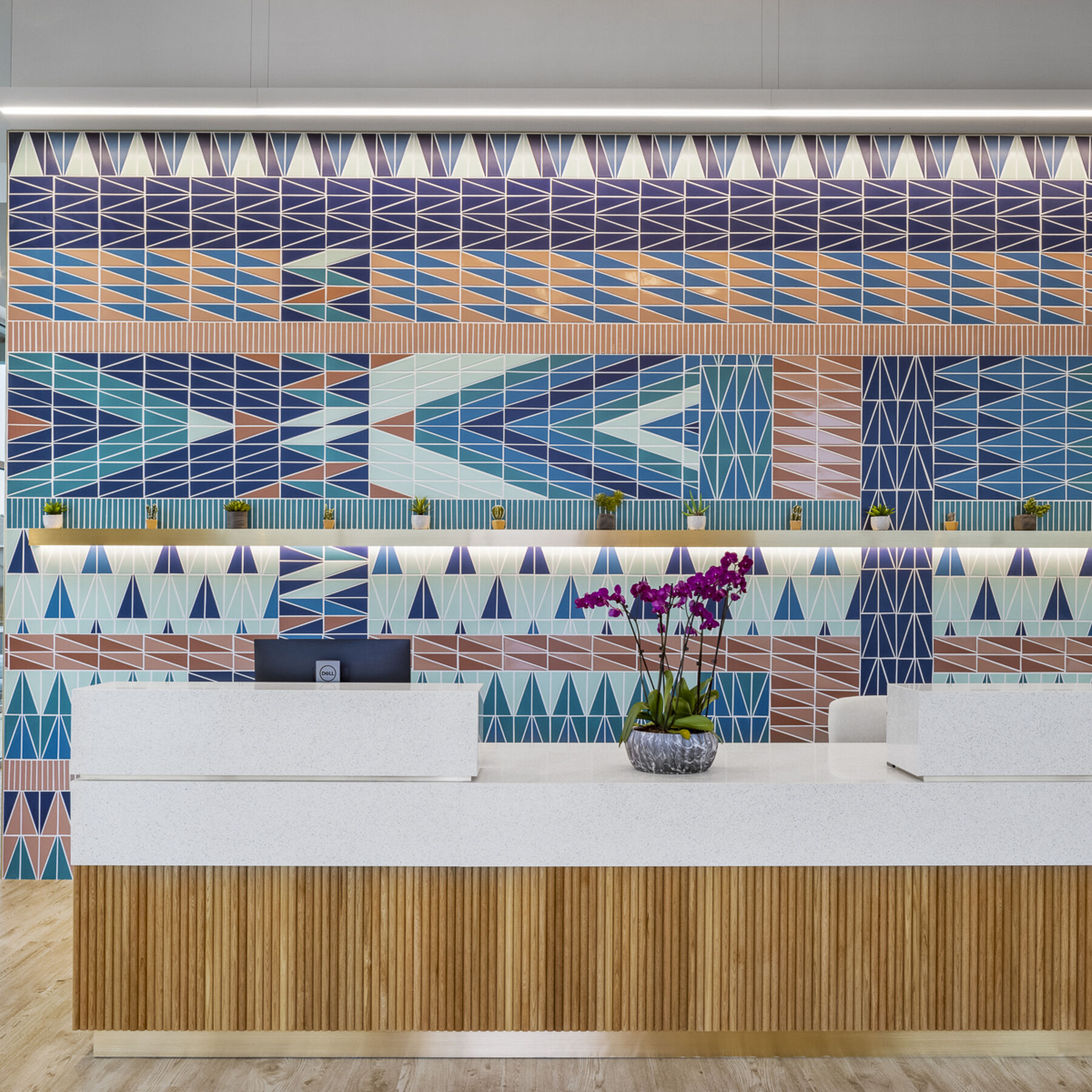 Geometric Tile Office Mural at Austin Skin | Fireclay Tile