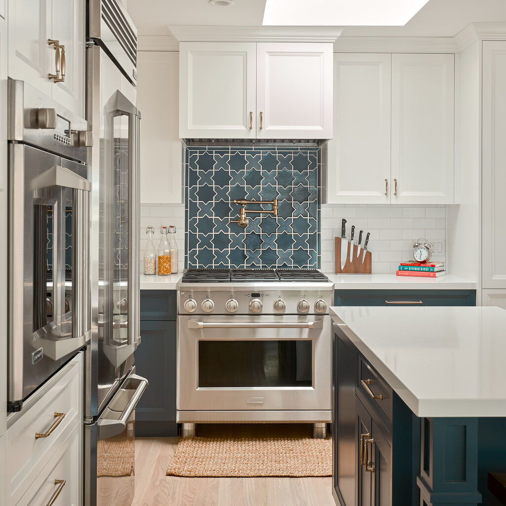 Slate Blue Star and Cross Backsplash With White Wash… | Fireclay Tile