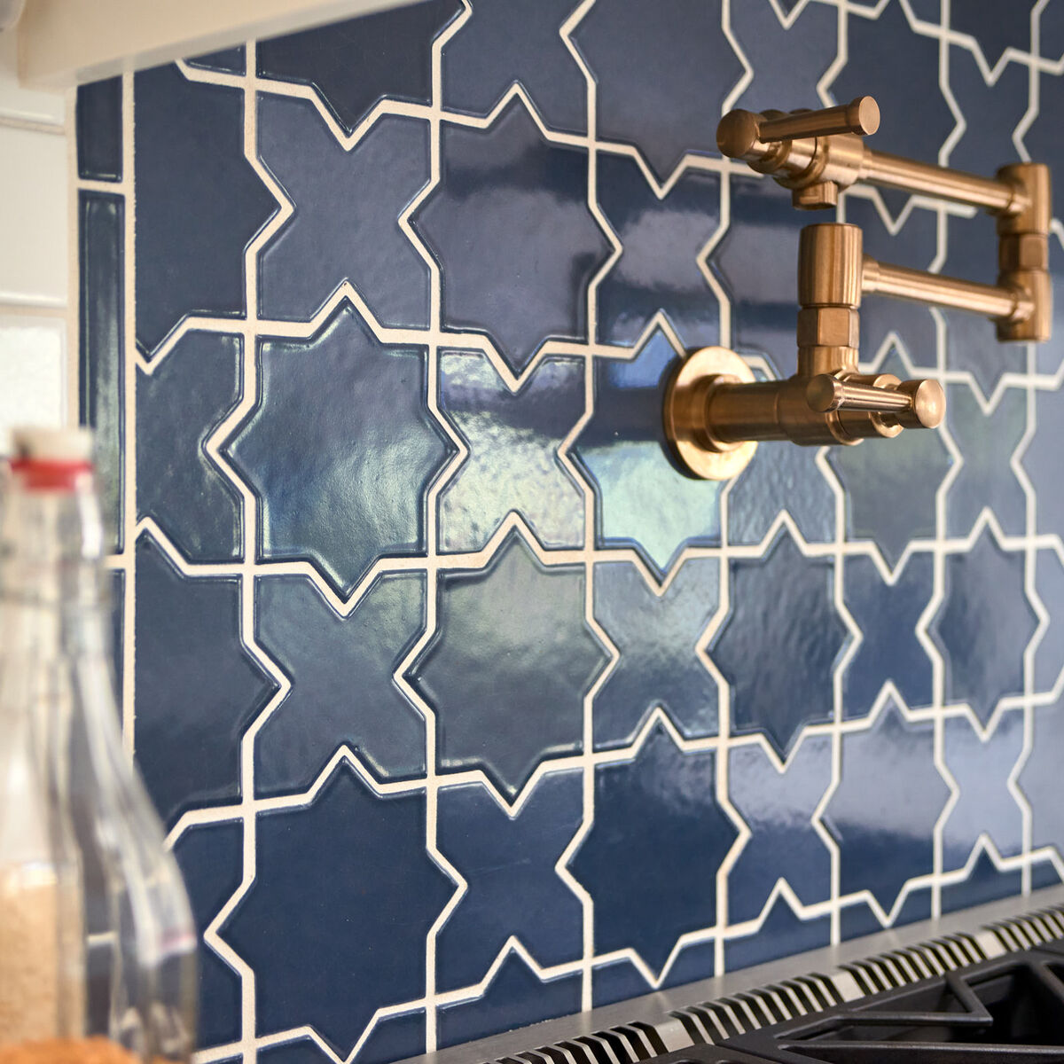 Slate Blue Star and Cross Backsplash With White Wash… | Fireclay Tile