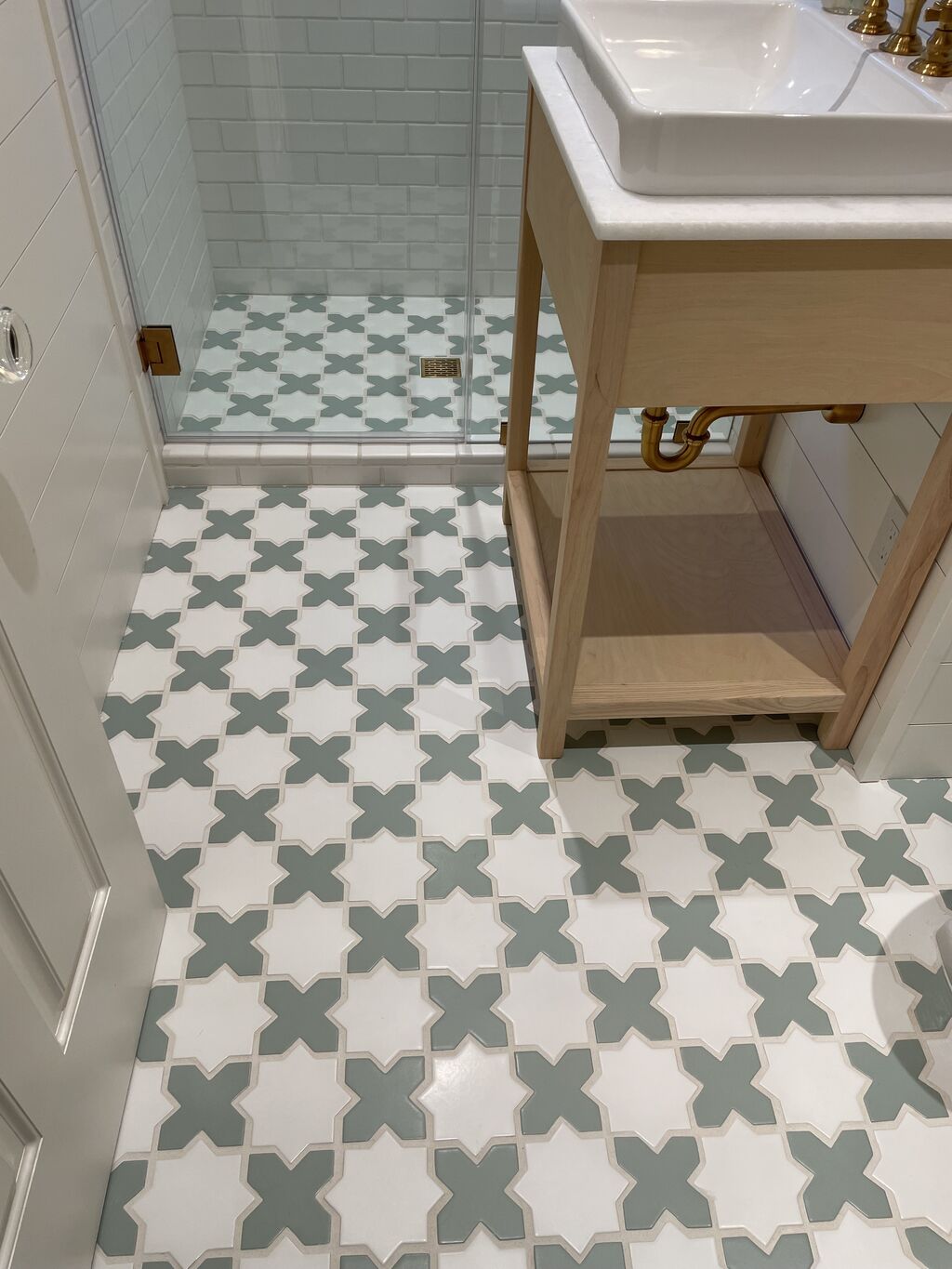 Stephanie Feinerman Star and Cross Bathroom Floor Tile | Fireclay Tile