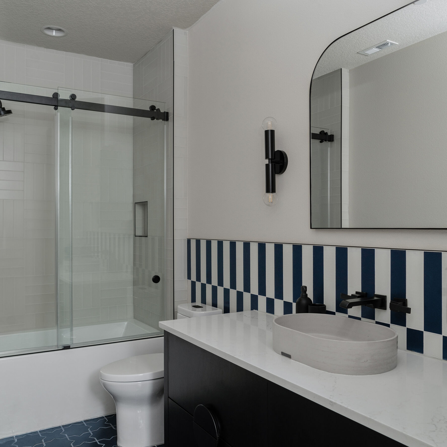 Hygge by Duett Interiors: Nautical Navy Bathroom | Fireclay Tile