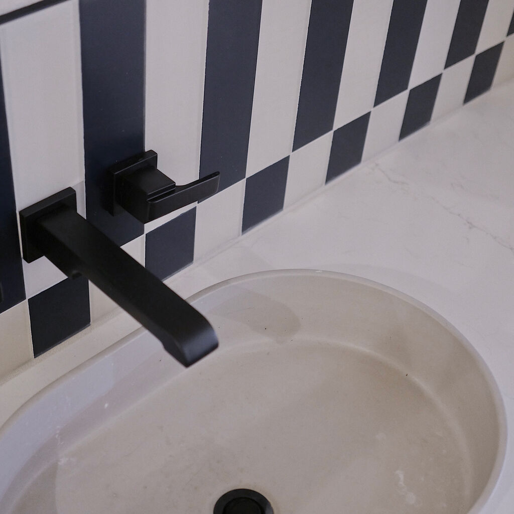 Hygge by Duett Interiors: Nautical Navy Bathroom | Fireclay Tile