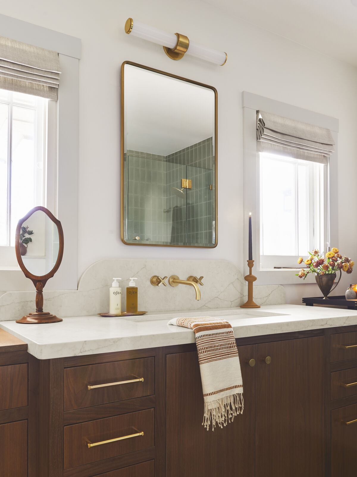 Velinda Hellen Design: Two Tone Craftsman Spa Bathroom | Fireclay Tile