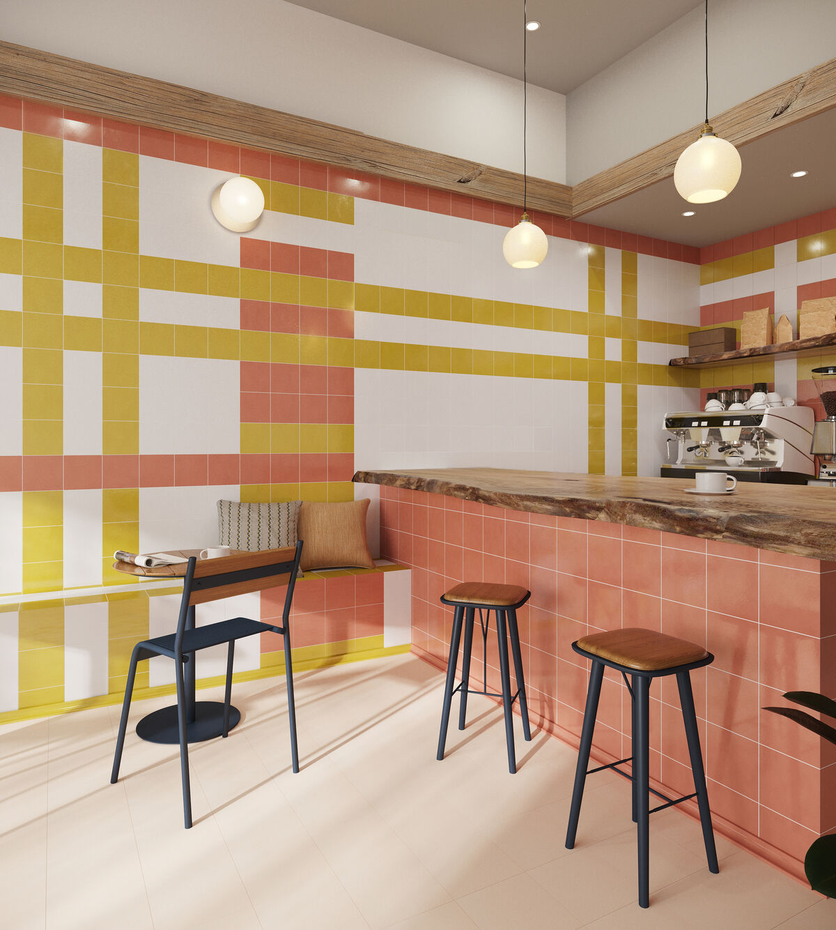 Natural Press Tiled Cafe Walls with Tumbleweed Floor | Fireclay Tile