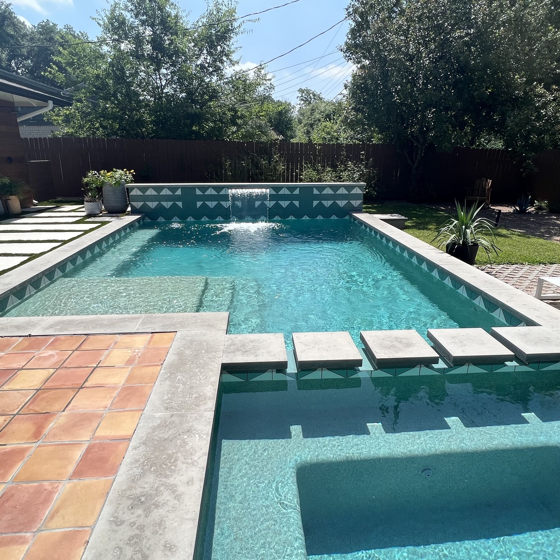 Two-Tone Triangle Tile Pool Waterline | Fireclay Tile