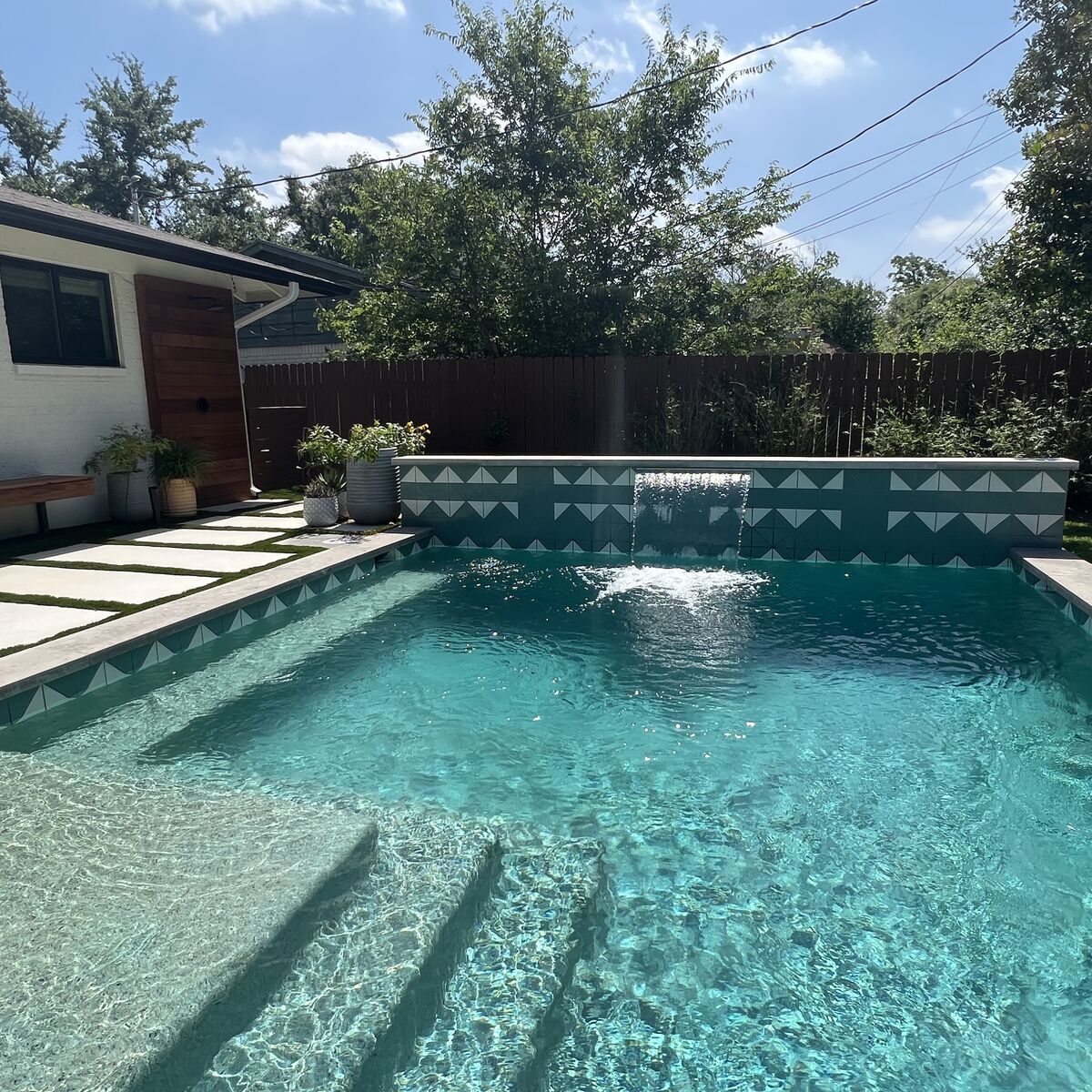 Two-Tone Triangle Tile Pool Waterline | Fireclay Tile