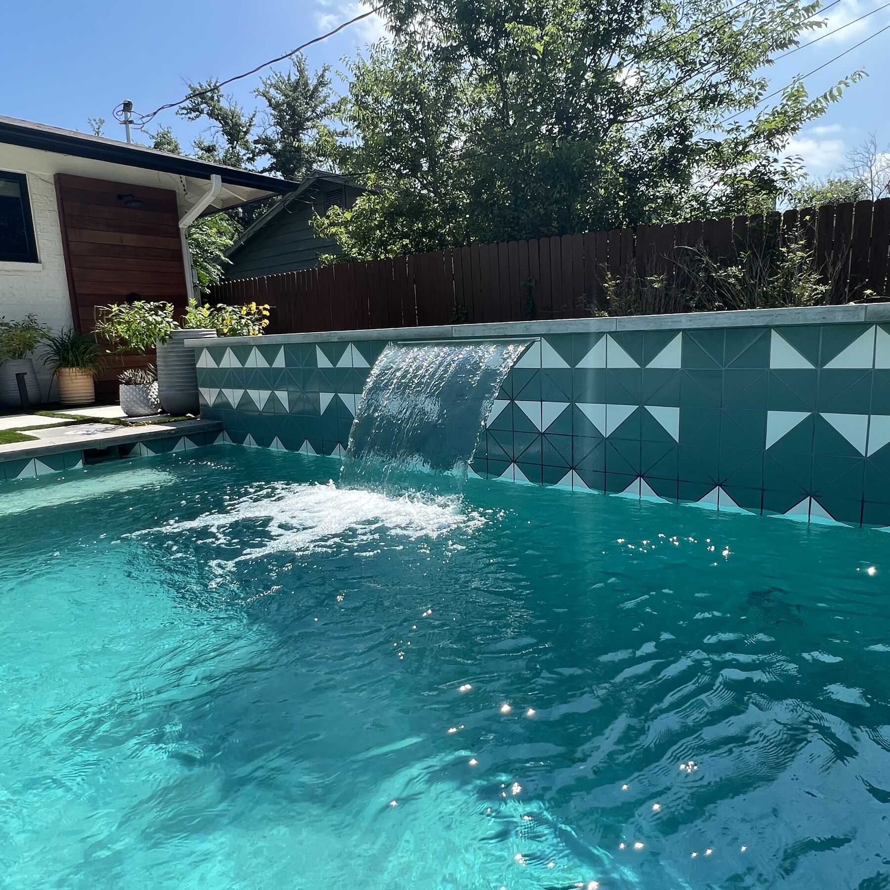Two-Tone Triangle Tile Pool Waterline | Fireclay Tile