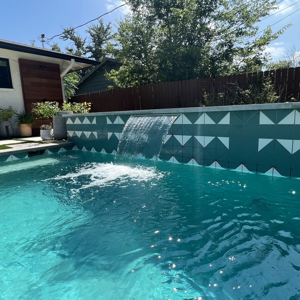 Two-Tone Triangle Tile Pool Waterline | Fireclay Tile