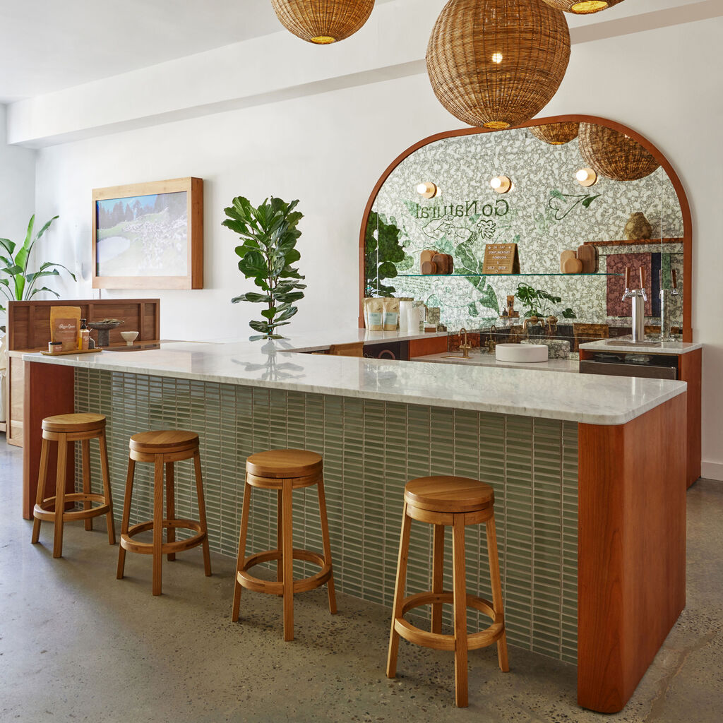 Avocado Brooklyn Store Custom Green Tiled Counter | Fireclay Tile