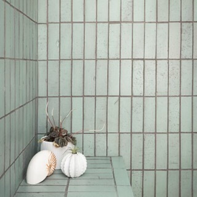 Modern Green Brick Bathroom | Fireclay Tile