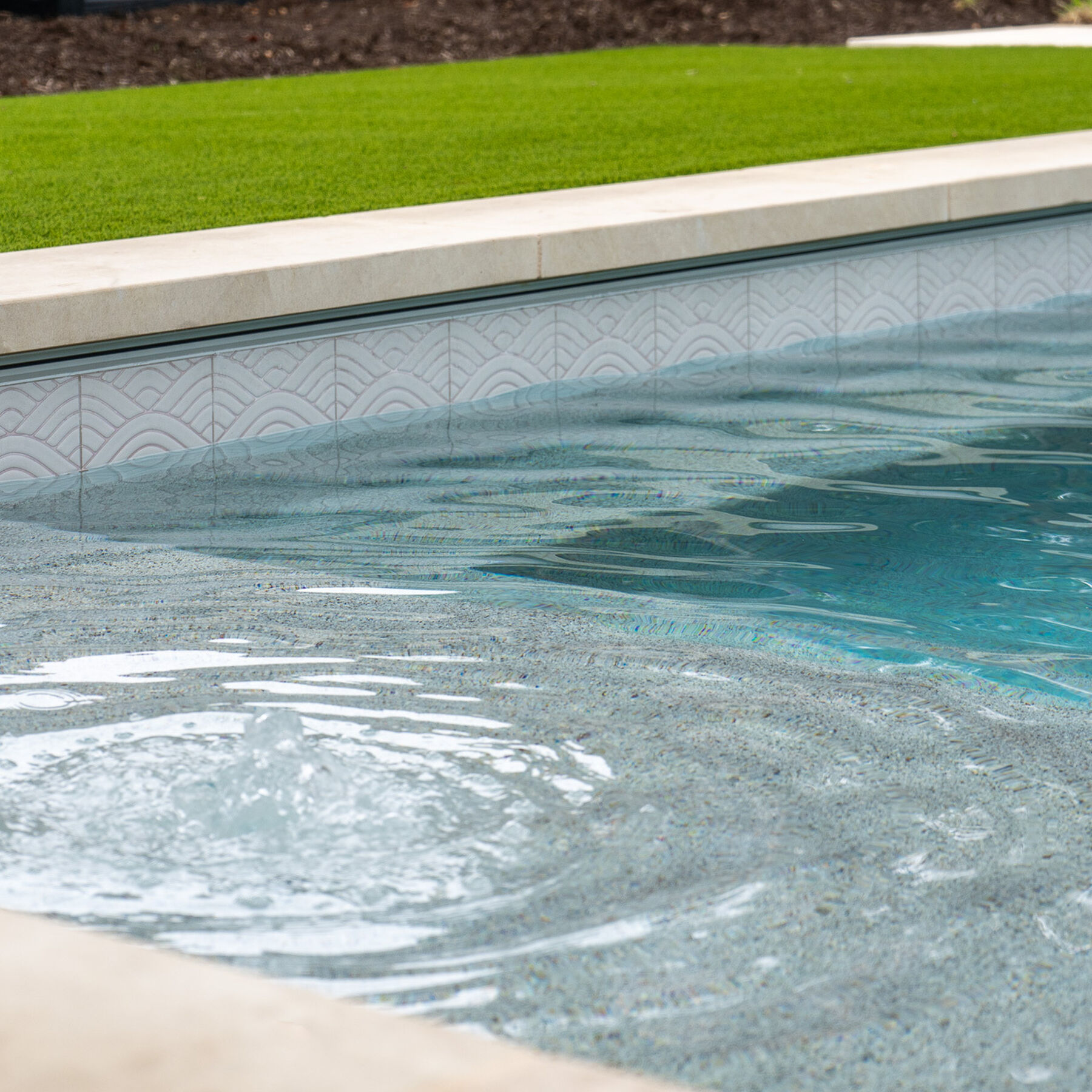 Texas Tiny Pools: Handpainted Summit Tile Waterline | Fireclay Tile