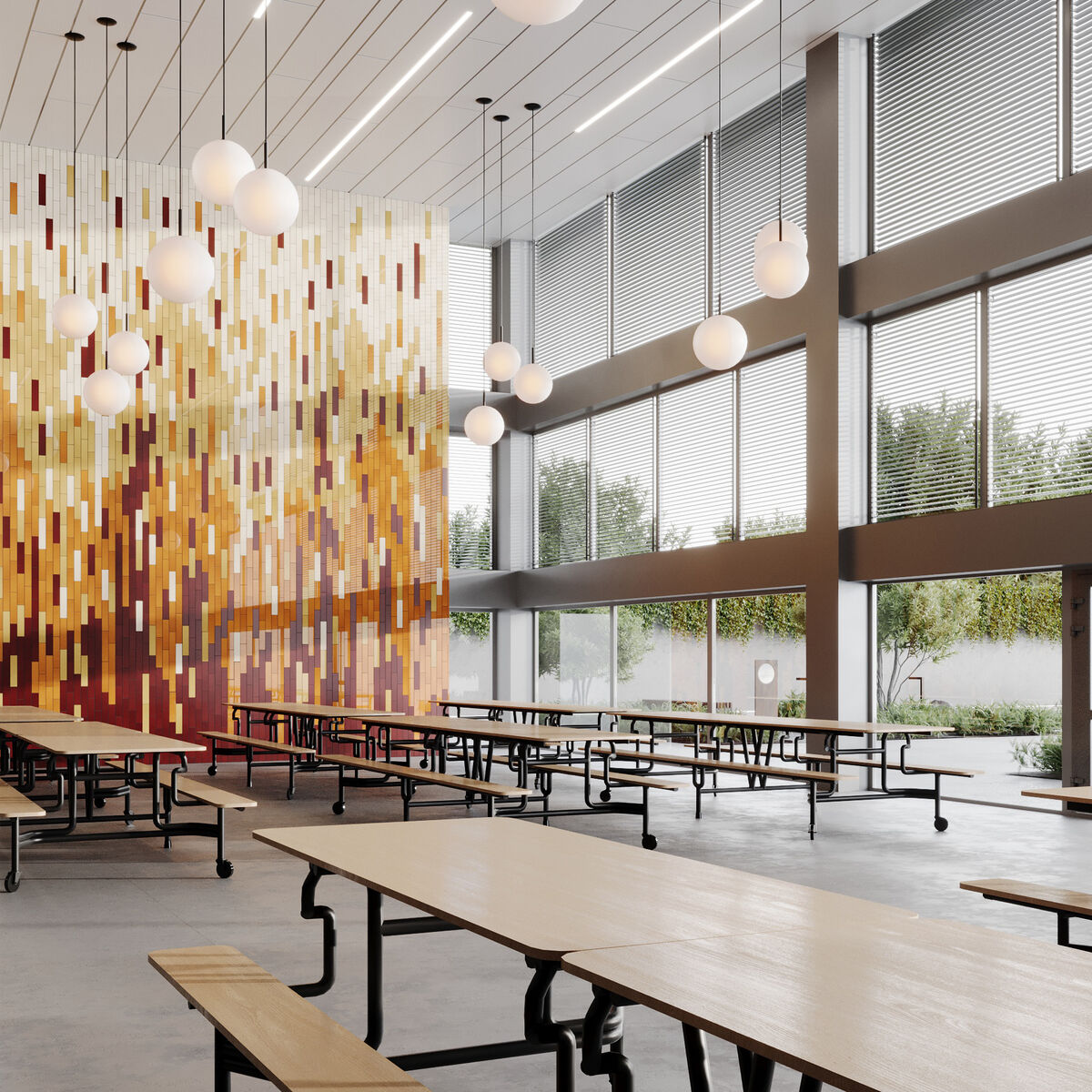 Cafeteria Glass Tile Gradient Accent Wall | Fireclay Tile